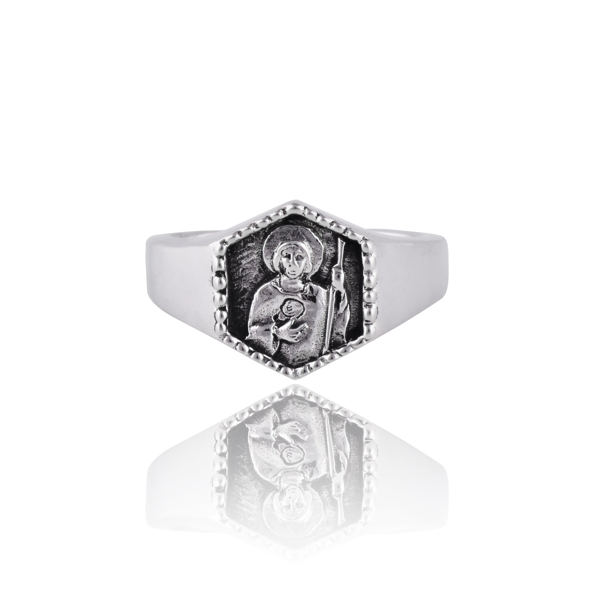 St Jude Patron Saint of Hope & Impossible Causes Signet Ring - Silver